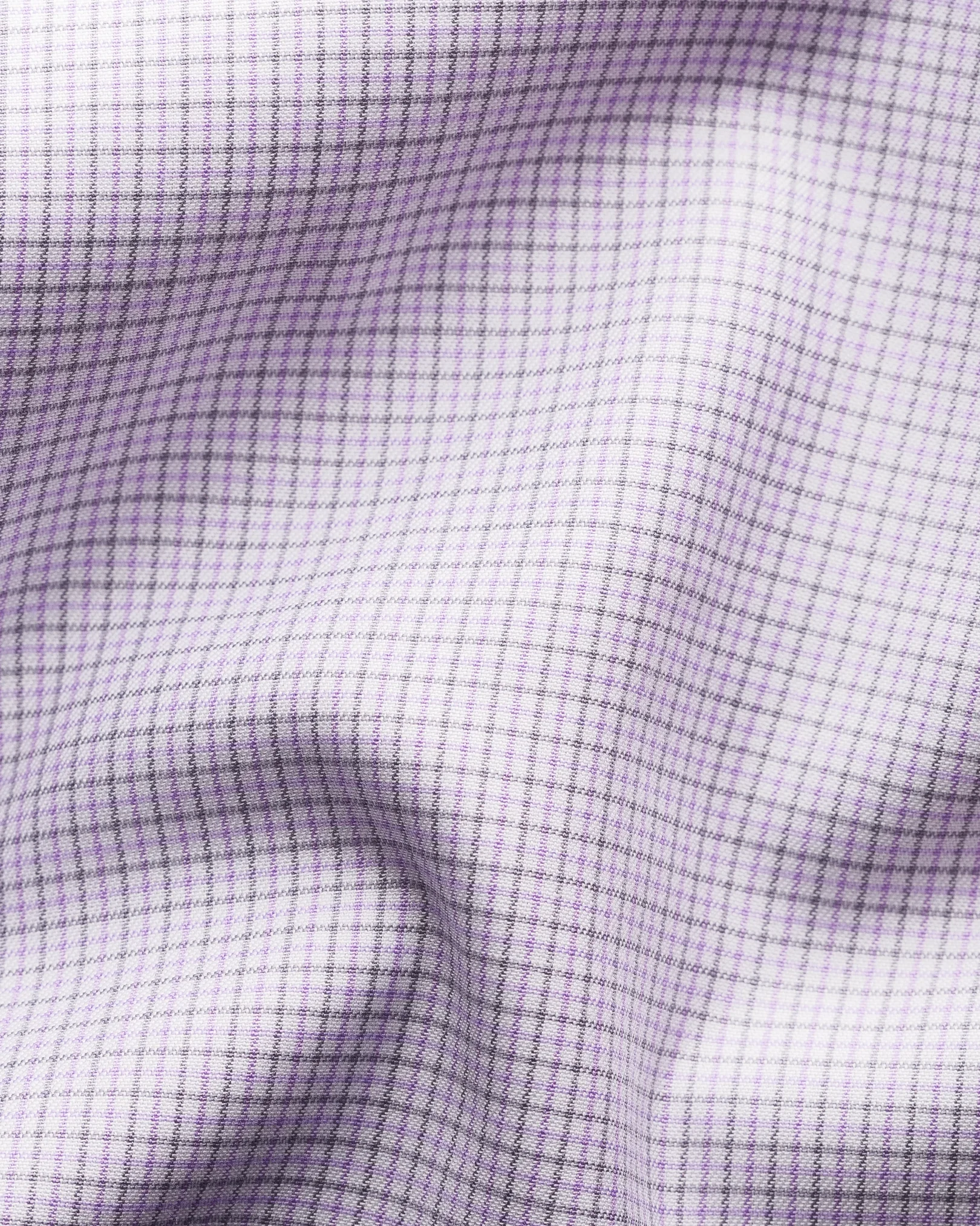 Mid Purple Micro Checked Cotton-Lyocell Stretch Shirt - Eton