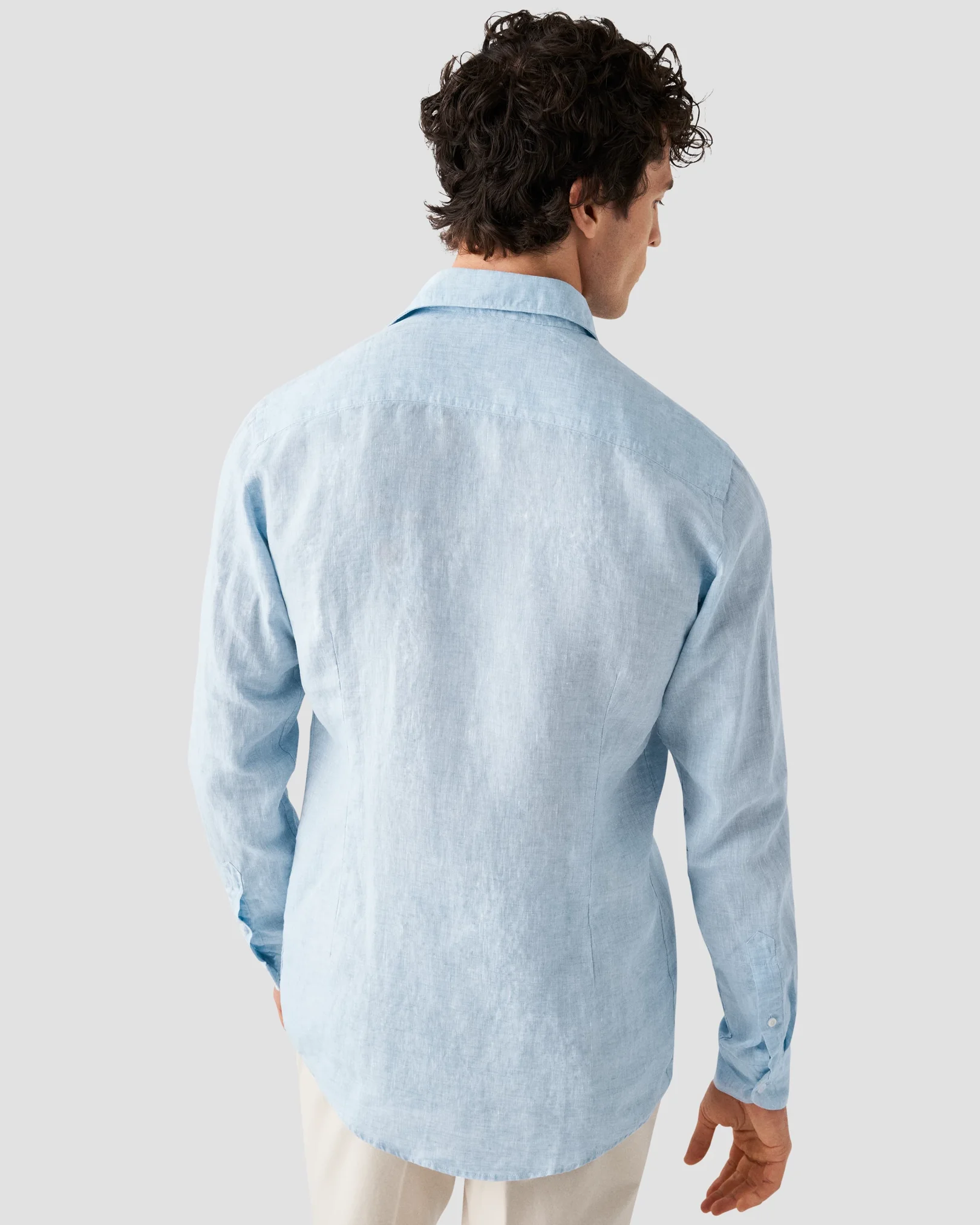 Light Blue Linen Shirt - Wide Spread - Eton