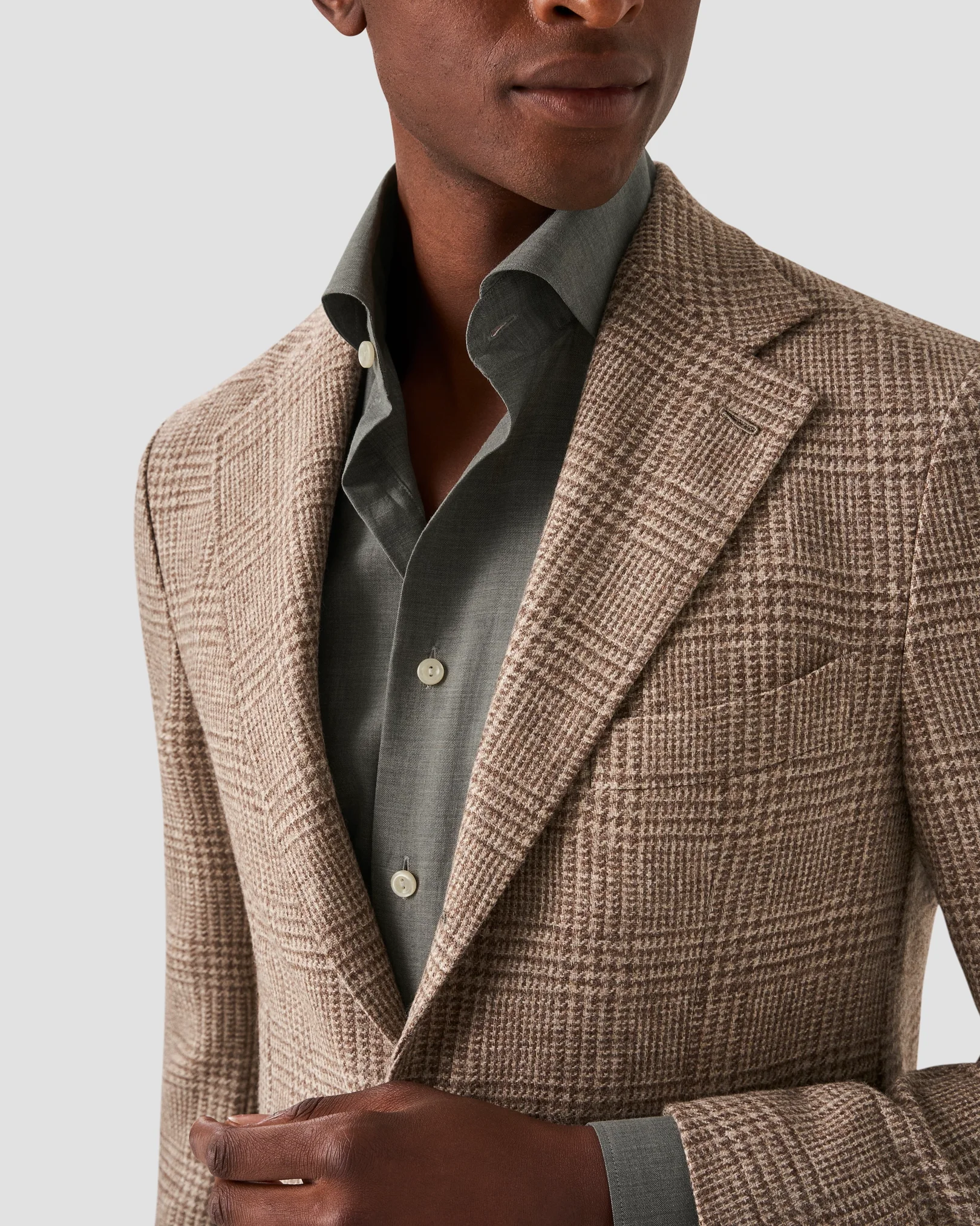 Gray Wrinkle Free Flannel Shirt - Eton