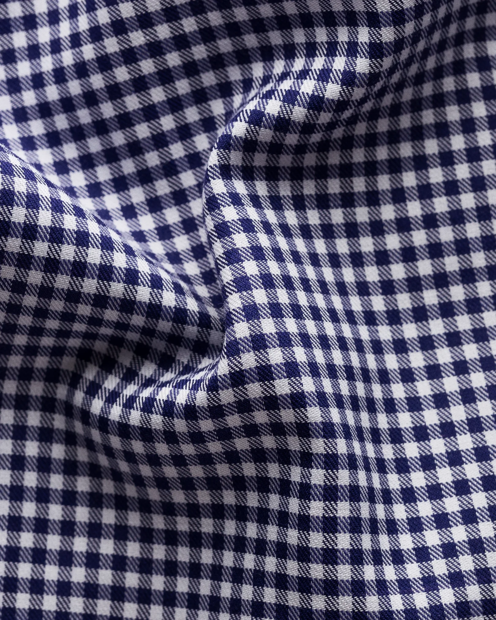 Navy Checked Wrinkle-Free Flannel Shirt - Eton