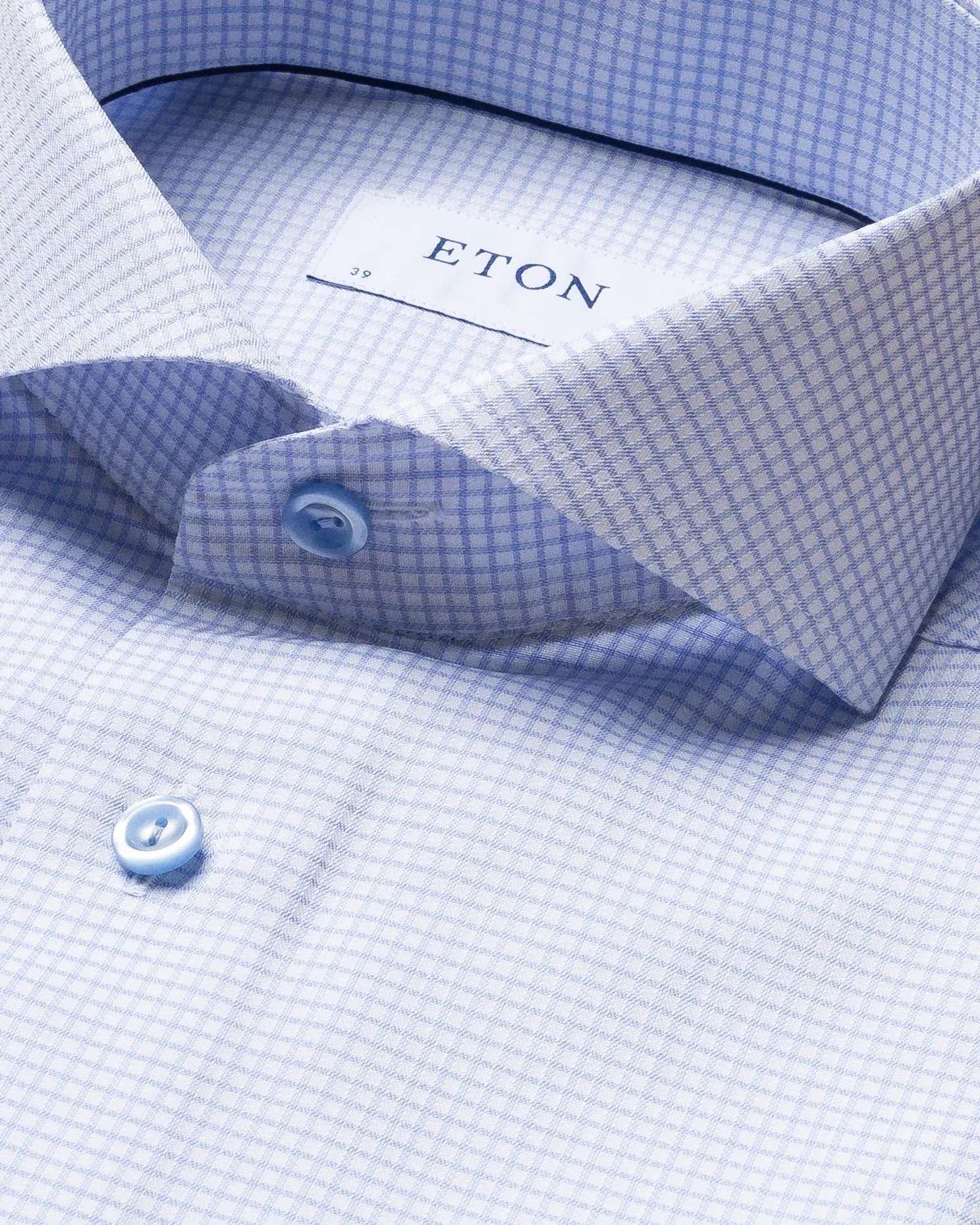 Blue Micro Check Stretch Shirt - Eton